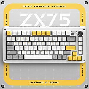 iQunix ZX75 Gravity Wave 75% RGB Mechanical Keyboard with Volume Knob, 81 Keys Hotswap Moonstone Switches Wireless Gaming Keyboard, Supports Bluetooth 5.1, 2.4GHz and Wired, for Win/Mac