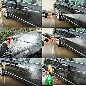 Battery Powered Pressure Washer Cordless Portable Power Cleaners Car Washer 320PSI 94PSI Garden Watering with 2000mAh Battery Hose Nozzles and Foldable Water Bucket