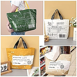 LUCKIPLUS 4 Pcs Foldable Grocery Bags Reusable Shopping Bags for Women-Two Size Grocery Bags Totes-Waterproof Reusable Tote Bags with Handles Heavy Duty Tote Bags Lightweight Tote Bags for Shopping