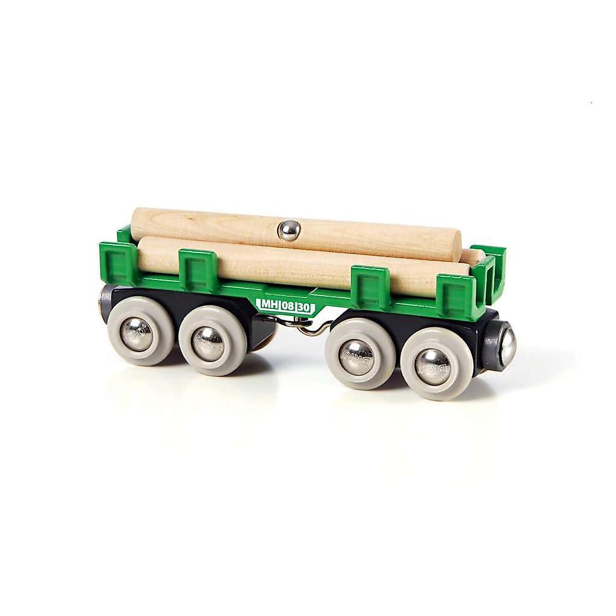 BRIO World - 33696 Lumber Loading Wagon | 4 Piece Toy Train Set for Kids | FSC-Certified Wooden Components | Ideal for Ages 3 and Up - Green