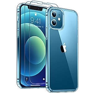 SPIDERCASE iPhone 12 Mini Clear Case: Non-Slip, Shockproof, & 2 Tempered Glass Screen Protectors