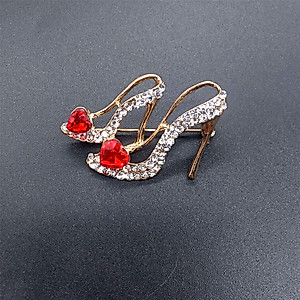 LKEEP Ladies Crystal Rhinestone High Heel Princess Shoes Brooches Women Stylish Charm Brooch Pin