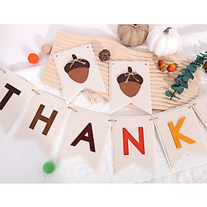 Thankful Felt Banner - Autumn Holiday Party Decorations, Fall Wall Fireplace Hanging Banner, Thankful Garland Photo Props, Fall Thankful Home Decorations (Thankful Felt Banner)