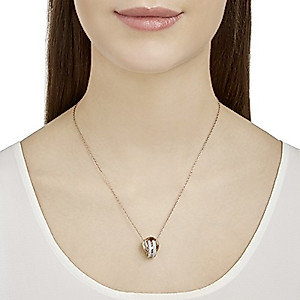 SWAROVSKI Further Collection Women's Necklace, Intertwined Circle Pendant with White Crystals and Rose-Gold Tone Plated Chain