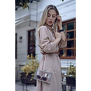 CuteClear Clear Acrylic Clutch Purse for Women Transparent Plastic Box Crossbody Shoulder Bag Stadium Approved & Concert (Silver)