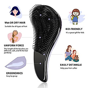 Detangling Brush - Detangling Hair Brush for Straight, Natural, Curly, Dry & Wet Hair, Professional No Pain Hair Brushes for Women, Girls and Kids (Leopard Print)