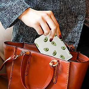 Seamless Green Avocado with Brown Seed Background Credit Card Coin wallet, Key Change Organizer Zipper Purse Compact Clutch Pouch Pocket, RFID Blocking Women Leather Card Holder