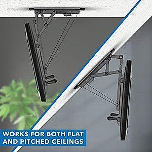 Mount-It! Electric Ceiling TV Mount with Remote and App Controller, Motorized Flip Down Pitched Roof Mount Fits 32 to 70 Inch Flat Screen TVs, Black