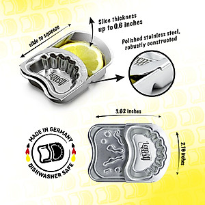 Germany's Favorite - LEMONEASY Lemon Slice Squeezer - Stainless Steel Press - Ergonomic, Effortless, Lime, Orange, and Citrus Fruit Hand Held Lemon Juicer Squeezer - Fewer Seeds, More Juice