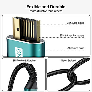 UVOOI 8K HDMI ARC/eARC Cable for Soundbar 6.6FT, eARC HDMI 2.1 Cable, High Speed HDMI Cord 48Gbps 8K@60Hz, 4K@120Hz Dolby Atoms (HDCP 2.2&2.3, 3D, HDR10) for Sound bar, Roku TV, PS5, HDTV, Blu-ray