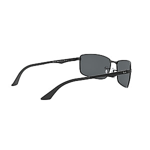 Ray-Ban Men's RB3498 Rectangular Sunglasses, Matte Black/Polarized Grey, 64 mm