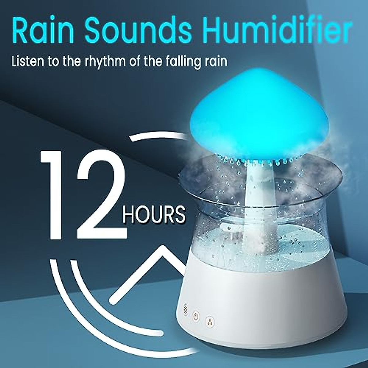 Diffuserlove Rain Cloud Humidifier Diffuser Water Drip Humidifier with Remote Waterfall Lamp Mushroom Humidifier Rain Sounds White Noise Humidifier Air Humidifiers for Bedroom Desk…