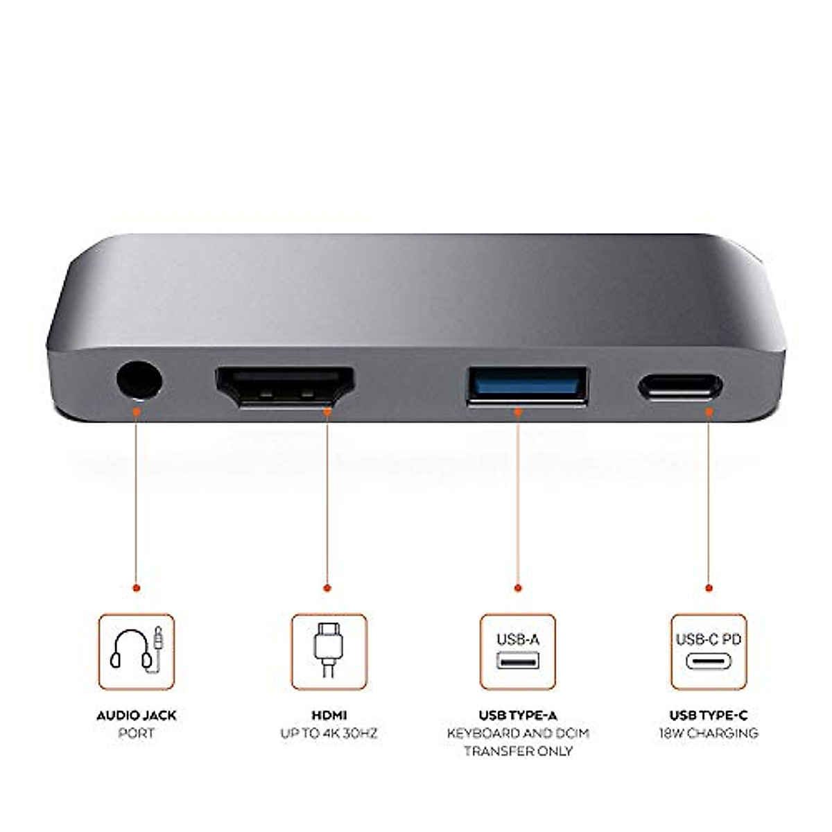 USB C Hub Multiport Adapter 4 in 1 Portable Dongle with 4K HDMI 1xUSB Ports AUX Audio and PD Charger