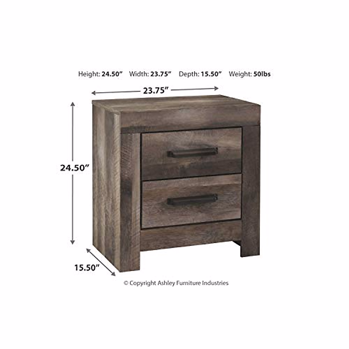 Signature Design by Ashley Wynnlow Nightstand, Dark Weathered Gray