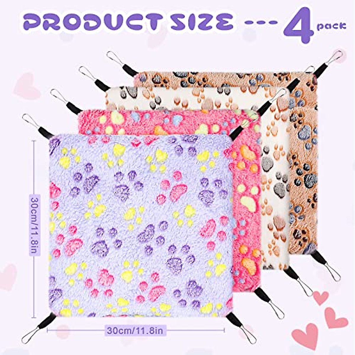 Cunno 4 Pcs Guinea Pig Rat Hanging Hammock 3 Tier Small Animals Hanging Sleeping Bed Pet Hanging Cage Accessories Bedding Cage for Chinchilla Ferrets Sugar Glider Squirrel Reptiles Hideout Playing