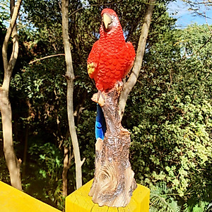 iRonrain Solar Garden Statues Outdoor Parrot Decorative Figurine Waterproof Lights Art Décor Red Large Parrots Animal Sculpture for Garden Yard Lawn Home Ornaments (Parrot 1)