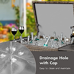 Giantex 108 Quart Rolling Cooler with Wheels, PE Rattan Rolling Cart, Wicker Cooler Trolley with Shelf, Side Display, Bottom Storage Shelf, Beverage Bar for Outdoor, Patio, Poolside, Porch