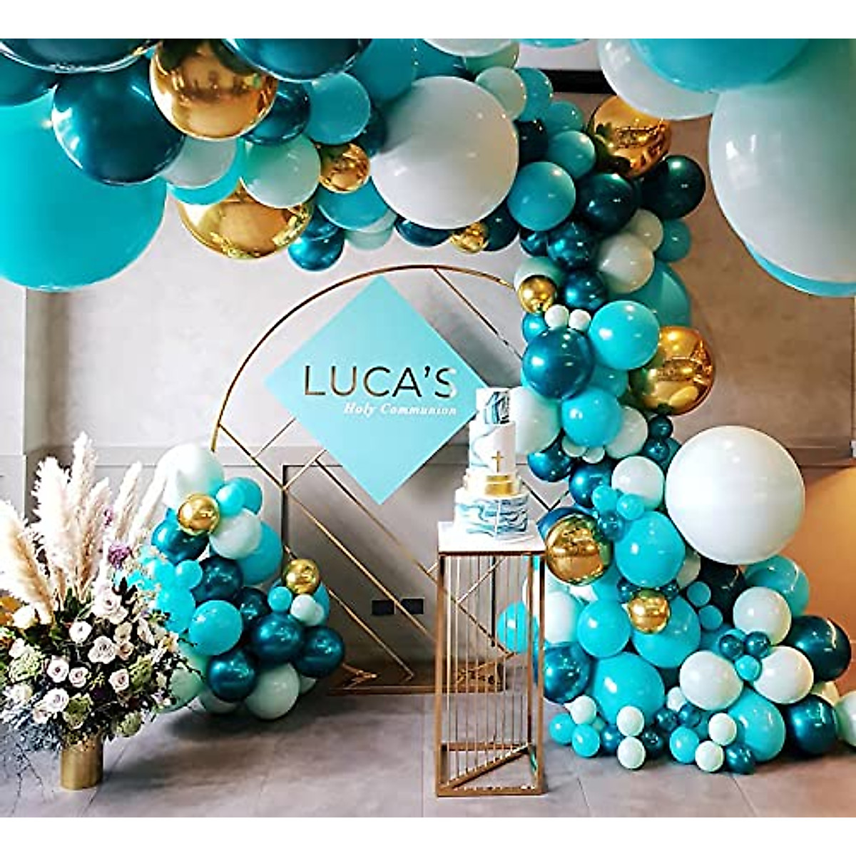 Beaumode DIY Dark Teal and Tiffany Balloon Garland for Birthday Communion Baby Shower Bridal Shower Balloon Arch Graduation Party Backdrop Decoration (Tiffany and Teal)