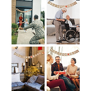 Mandala Crafts Burlap Welcome Home Banner Garland Welcome Home Decorations – Rustic Jute Welcome Home Sign Bunting for Party Decor Family Gathering Photo Booth Props