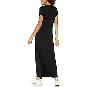 Amazon Essentials Women's Short-Sleeve Maxi Dress, Black, Medium