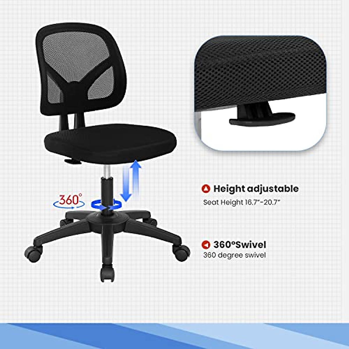 Computer Ergonomic Chair, Heavy Duty Metal Base Desk Chairs, Executive Adjustable Swivel Rolling Chair with Arms Lumbar Support Task Home Office Chair for Women, Men (Black, Set of 2)