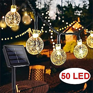 WHEEJE String Lights Solar Garden Lights Outdoor Waterproof 50LED Fairy Lights 8 Mode 7M Solar String Light for Garden Patio Yard Home Christmas for Wedding/Party/Curtain/Garden