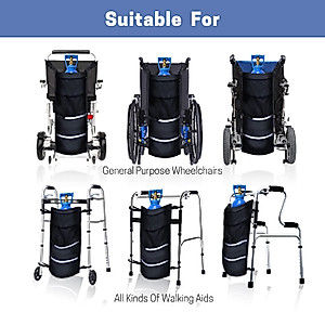 SWISSELITE Oxygen Cylinder Bag,Wheelchair Oxygen Tank Holder with Buckles,Oxygen Tank Carrier Holder for Wheelchair Walker with Mesh Storage Pocket Fits Most Portable Oxygen Tanks