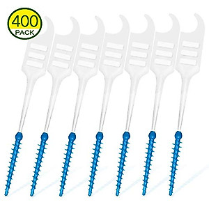 KAXMOON 400pcs Dental Picks Soft-Interdental Brush Double-Ended Toothpicks Silicone Dental Floss