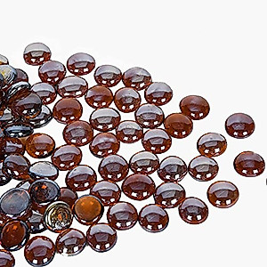 GasSaf 3/4 Inch Glass Fire Rocks Drop Beads for Gas Fire Pit Fireplace, Replaces Existing Gas Logs & Lava Rocks(10 Pound)(Amber Luster)