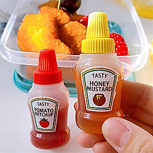 Mini Ketchup Bottles,2pcs Mini Condiment Squeeze Bottles Small Sauce Container Cute Squirt Honey Salad Dressing Container