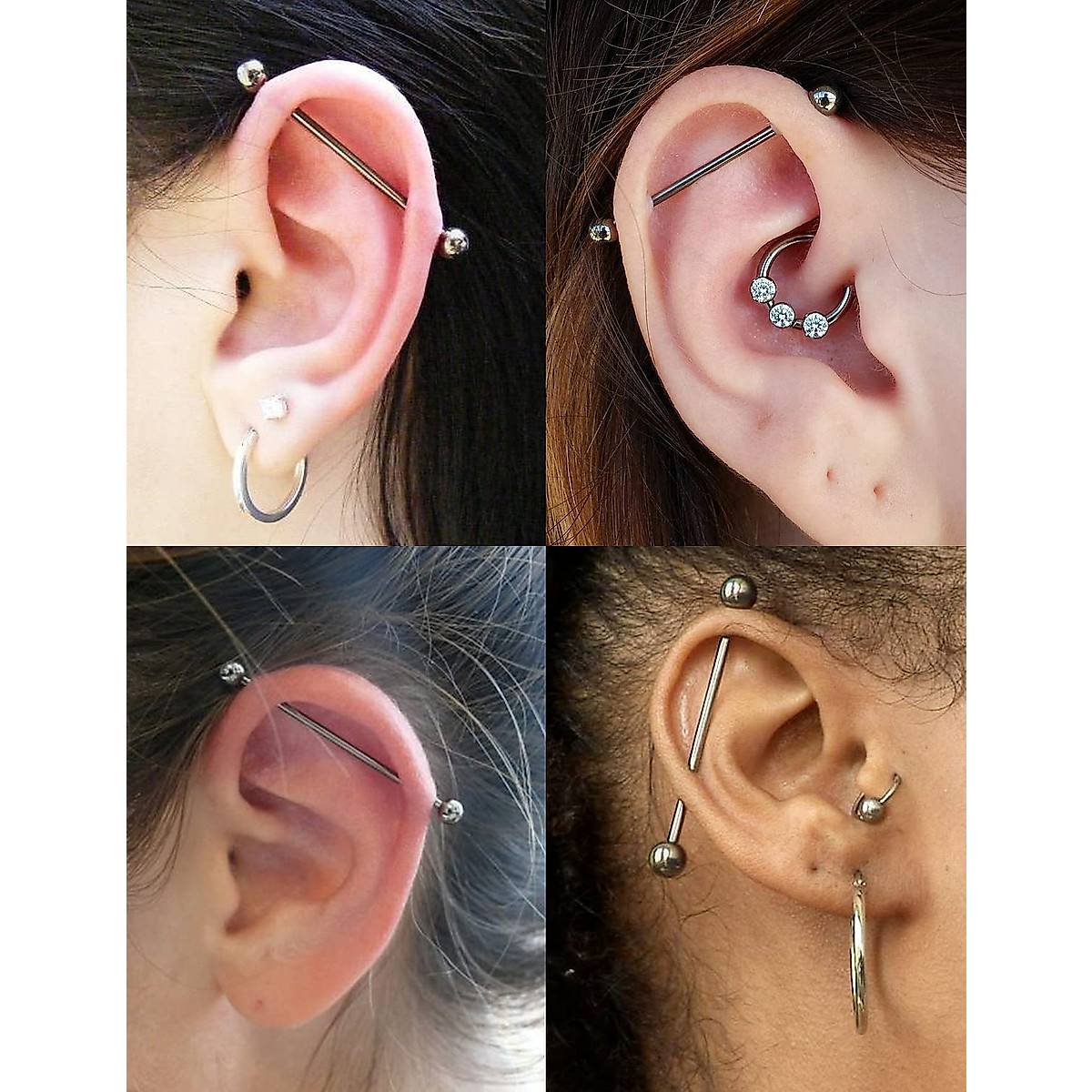 Vsnnsns 16G G23 Titanium Straight Barbell Piercing Jewelry Tongue Rings Nipple Rings Piercing Jewelry Industrial Earrings Barbell Cartilage Tragus Piercing Jewelry 16 Gauge for Women Men 38mm