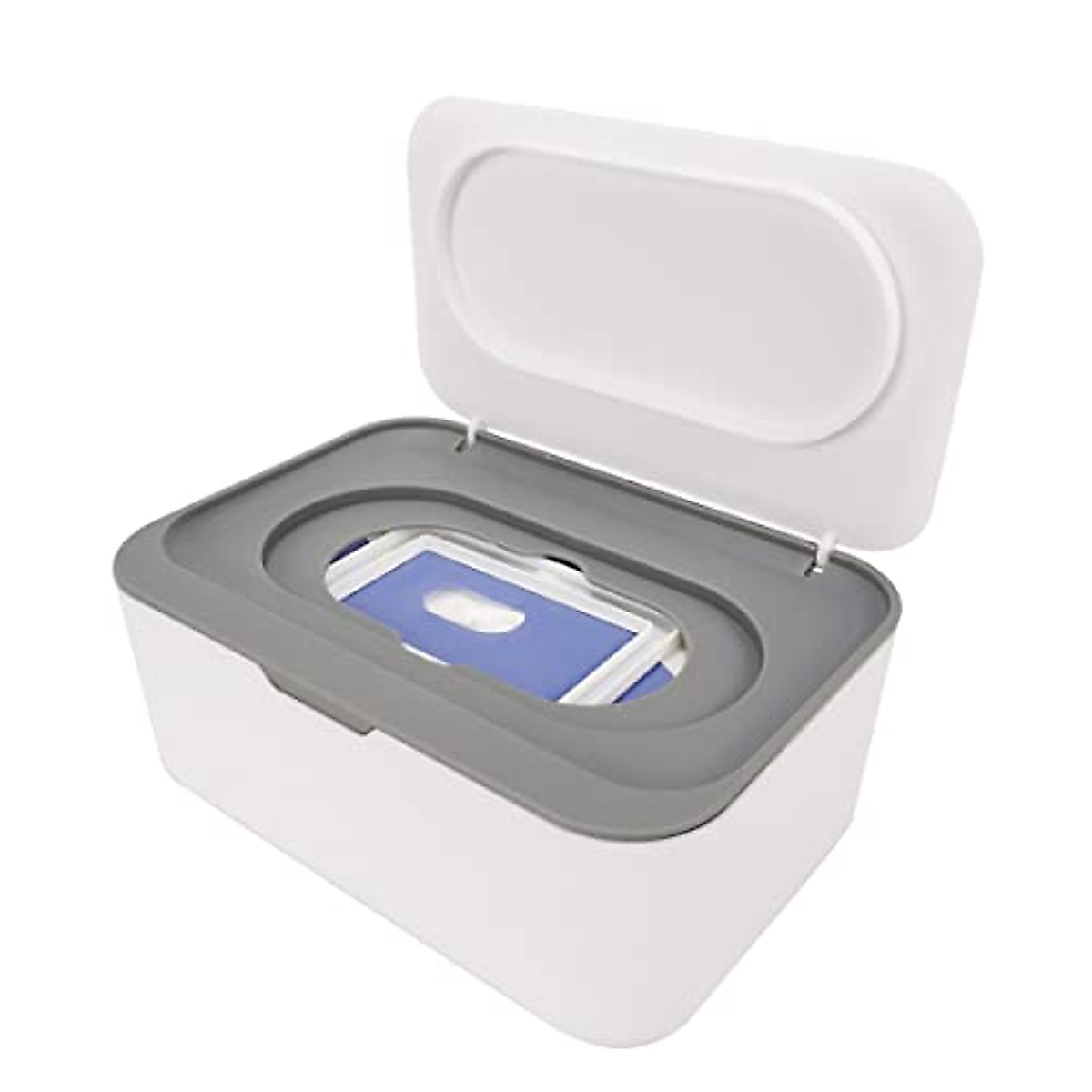 KOOMTOOM Wet Wipe Dispenser,Baby Napkin Storage Box Holder Container Dust-Proof Wet Tissue Box Wet Wipe Case Holder with Lid Keeps Wipes Fresh for Car, Home, Office (White Grey)
