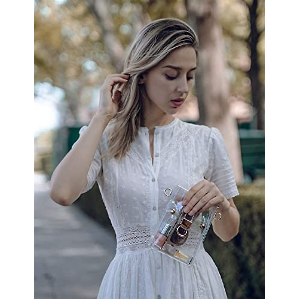 SharPlus Women Small Clear Purse Handbag, Cute Transparent Plastic Crossbody Shoulder Bag Phone Pouch Stadium Approved