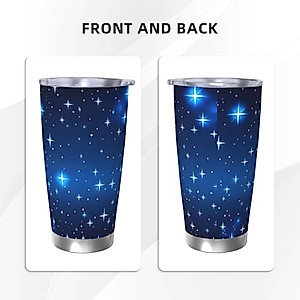 WXZYFP Car cup (single silver rim), can use a straw or drink directly, easy to use.Blue star pattern