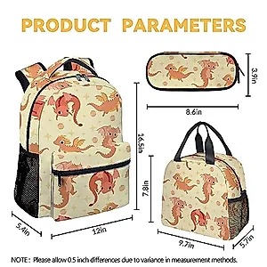 Dragon Backpack with Lunch Box, Set of 3 School Backpacks Matching Combo, Cute Bookbag And Pencil Case Bundle