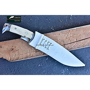 GK&CO. Kukri House Authentic Kukri/khukuri-9 Inch Bahadur Hunter Knife-Carbon Steel Made White Bone Full Tang Handle White Leather Sheath (14" Overall Length)- Handmade from Nepal