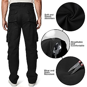 Men's BDU Casual Military Pants, Tactical Wild Army Combat ACU Rip Stop Camo Cargo Work Pants Trousers with 8 Pockets #7533 Black 38