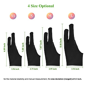 OTraki 4 Pack Artists Gloves 2 Finger Artist Glove Anti Smudge Glove Drawing Gloves for Paper Sketching, Pad Monitor, Graphics Tablet, Universal for Left and Right Hand - 2.75 x 7.08 inch