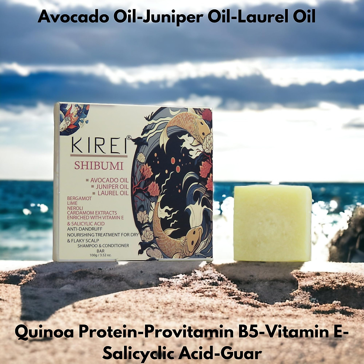 Kirei SHIBUMI Anti-Dandruff 2in1 Shampoo & Conditioner Bar for Oily&Dry Flaky Scalp Nourishing Treatment Solid Shampoo Bar