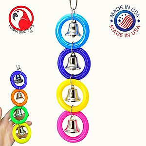 Bonka Bird Toys 945 4 Ring A Ding Bird Toy African Grey Budgie Parakeet Cockatiel Lovebird Cage Parrot Toys