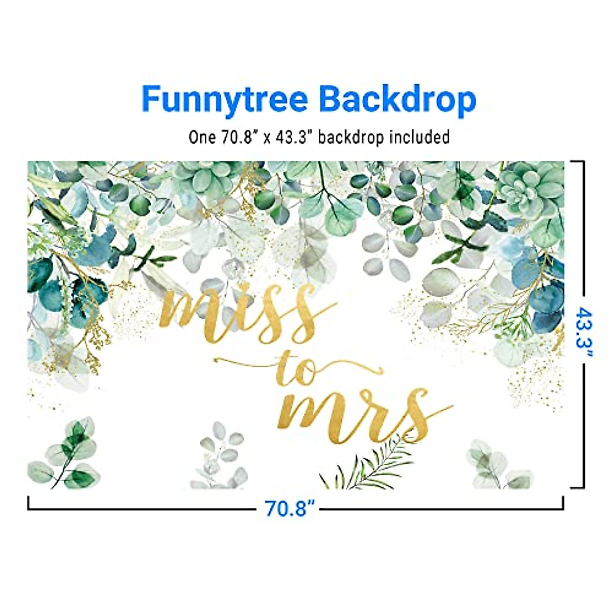 Funnytree Rustic Miss to Mrs Bridal Shower Backdrop Green Forest Leaves Floral Background Wedding Bride to Be Engagement Bachelorette Decoration Supplies Photo Booth Props