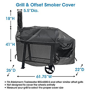 Unicook Charcoal Offset Smoker Cover, Outdoor Heavy Duty Waterproof Smokestack BBQ Grill Cover, Fade and UV Resistant Material, Compatible with Brinkmann Trailmaster, Char-Broil Smokers and More