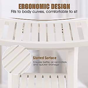 COSTWAY Shower Bench for Inside Shower, Waterproof Shower Seat Stool with Storage Shelf for Shaving Legs and SPA, Bath Shower Chair for Seniors Adults Disabled (Creamy White)