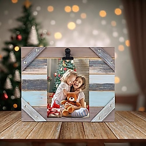 PETAFLOP Rustic Handmade Wooden Picture Frame with Unique Clip Design Made to Display 5x7 Photo Fliers, Menus, Message