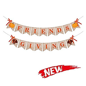 Friendsgiving Party Decorations，Thanksgiving Decorations，Friendsgiving Decorations Supplies，Thanksgiving Pumpkin and Turkey Banner,Thanksgiving Friendship Party Decorations