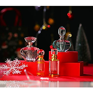 KECHU Delicate Green Empty Crystal Perfume Bottle Refillable Glass 3ml Transparent Green Decor