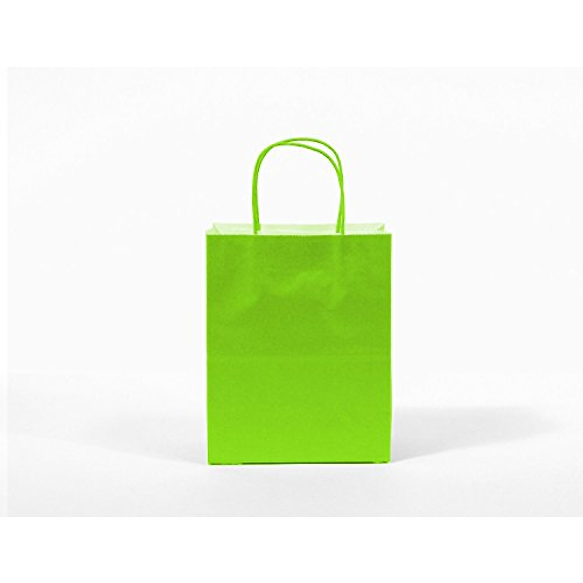 24CT Medium Lime Green Biodegradable, Food Safe Ink & Paper, Premium Quality Paper (Sturdy & Thicker), Kraft Bag with Colored Sturdy Handles (Medium, Lime Green)