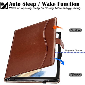 ZtotopCases for Samsung Galaxy Tab A8 10.5 Case 2022, Premium PU Leather Cover with Auto Wake/Sleep, Front Pocket & Multiple Viewing Angles for Samsung Tab A8 10.5 Inch Tablet SM-X200/X205/X207-Brown