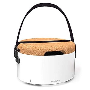 BergHOFF LEO Portable Tabletop BBQ Grill To-go grill with Heat Resistant Base Easy-carry strap & detachable handles, Removable elements, Adjustable airflow, 13.75", White