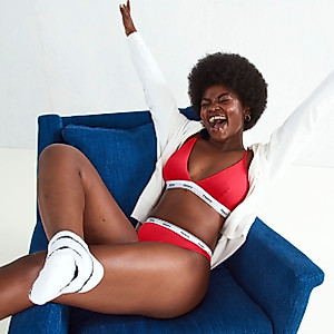 Hanes Women's Originals Triangle Bralette Pack, Breathable Stretch Cotton Bras, 2-Pack, Shelton Red/Concrete Heather, Small